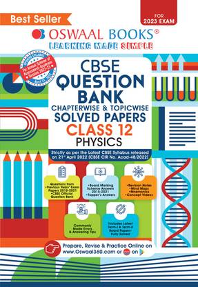 Oswaal CBSE Chapterwise & Topicwise Question Bank Class 12 Physics Book (For 2023 Exam): Buy ...