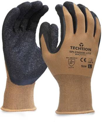 Techtion SPLENDOR LITE MULTIPRO Brown Black Coating Gloves Pack of 1 ...