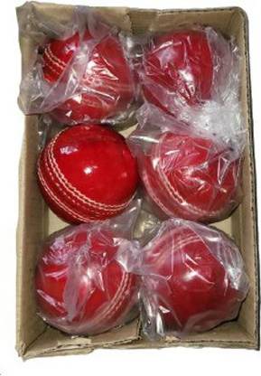 VICKEY SPORTS LEATHER BALL(CLUB) 4 PIECE RED CRICKET BALL(PACK OF 6 ...