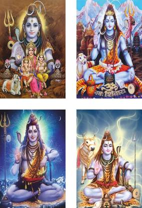 Lord Shiv Ji Poster Set of 4 Wall Poster For Room Paper Print ...