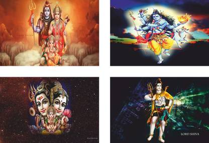 Lord Shiv Ji Poster Set of 4 Wall Poster For Room Paper Print ...