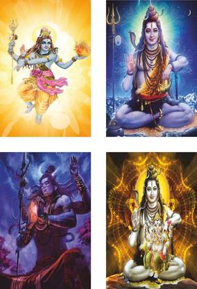 Lord Shiv Ji Poster Set of 4 Wall Poster For Room Paper Print ...