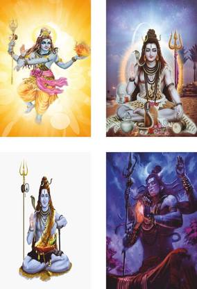 Lord Shiv Ji Poster Set of 4 Wall Poster For Room Paper Print ...