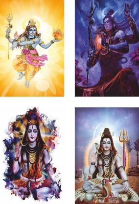 Lord Shiv Ji Poster Set of 4 Wall Poster For Room Paper Print ...