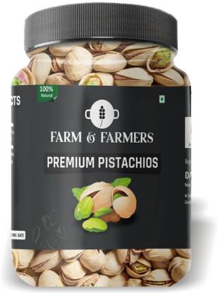 Farm & Farmers Original Premium Whole Natural Healthy Roasted and Salted Pistachios Pista-100GM ...