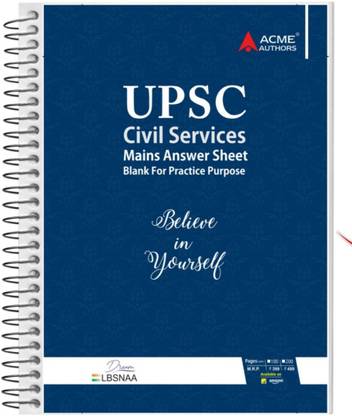 UPSC Mains 200 Pages Blank Practice Answer Sheet Spiral. 700 GSM ...