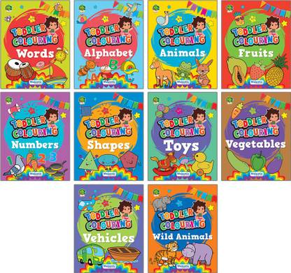 Colouring Book Set: Pack Of 10 Colouring Books For Kids (Words ...