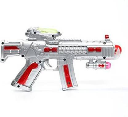 Just97 Plastic Space Gun Toy with LED Matrix Flashing Rotating Fan Guns ...