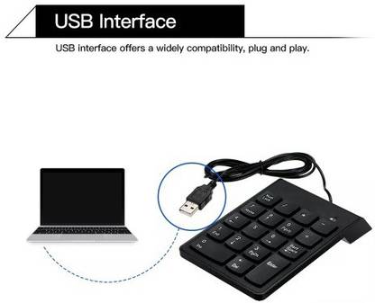 VibeX Mini Number Pad Digital Keyboard Wired USB Numeric Keypad-X13 ...