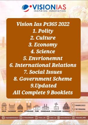 Vision Ias Pt365 2022 All Subject Complete 9 Booklet Photocopy: Buy ...