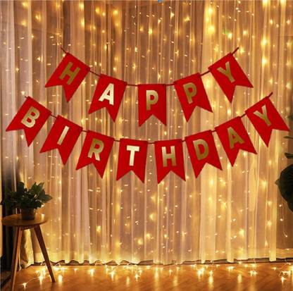 FAB NATION Happy Birthday Red Banner with Ribbon Banner Price in India ...