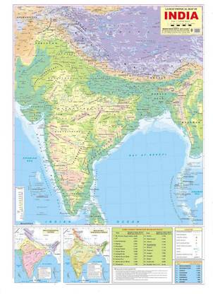 India physical Map Paper Print - Educational posters in India - Buy art ...