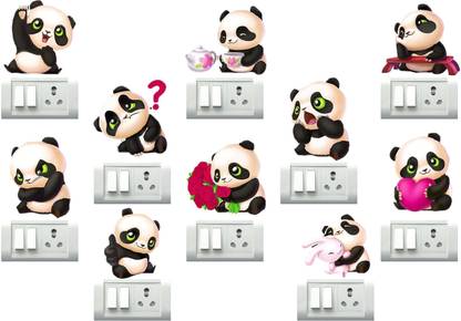 Design Zoo Panda Flowers Switchboard Sticker Medium Self Adhesive ...