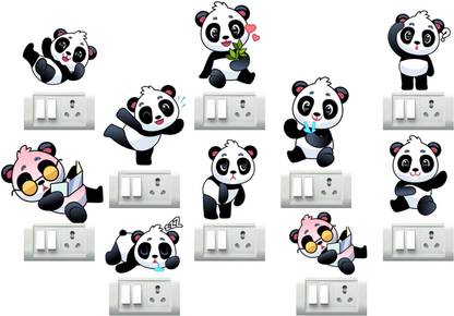 Design Zoo Moods of Panda Switchboard Sticker Medium Self Adhesive ...