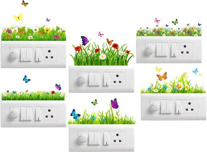 Design Zoo Grasses Nature Butterflies Switchboard Sticker Medium Self ...
