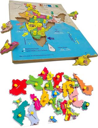 AMUSING India Map with States Jigsaw Puzzle Educational Learning Toy ...