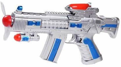 natraza Space Gun Toy with LED Matrix Flashing Rotating Blades ...