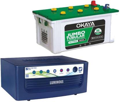 OKAYA OPJT19036 + Luminous Eco Volt Neo 1250 Tubular Inverter Battery ...