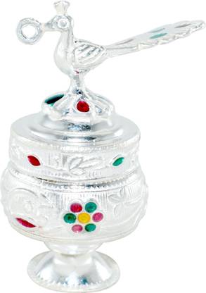 KMJ Pure Silver(chandi) sindoor-dani/Box for Womens, kumkum Box (wt. 17 ...