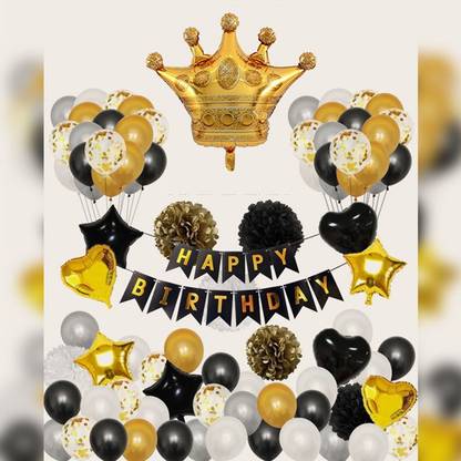 Gubbara King Birthday Decoration Kit Happy Birthday Banner Metallic ...