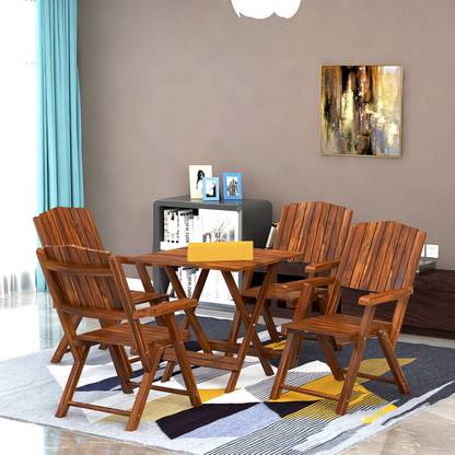 FLIPWOOD Arm Rest Folding Chair and Table for Garden Balcony Cafe Solid ...