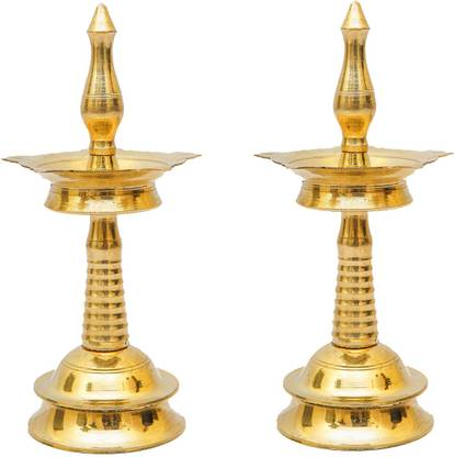 StatueStudio Brass Samay Diya Pair For Home Temple Decorative Showpiece ...