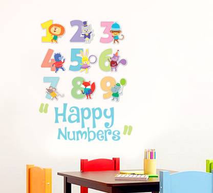 Tuffuk 70 cm Happy Numbers Wall Stickers | PVC Vinyl | Non-Reusable ...