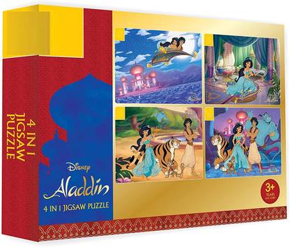 KIDSNEY 4 in 1 Disney Alladin Jigsaw puzzle for kids.(4 * 35 pieces ...