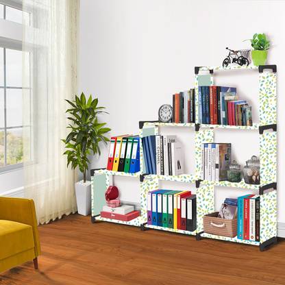 Furnbolo Leaf Print 9 Layer Simple Bookshelf/Multipurpose Rack Metal ...