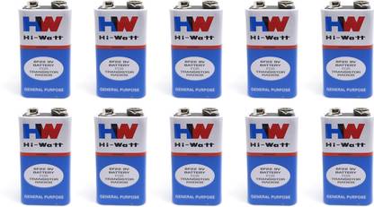 Aktronics Hi-Watt 9v Battery Zinc Carbon Battery With Long (Pack of 10 ...