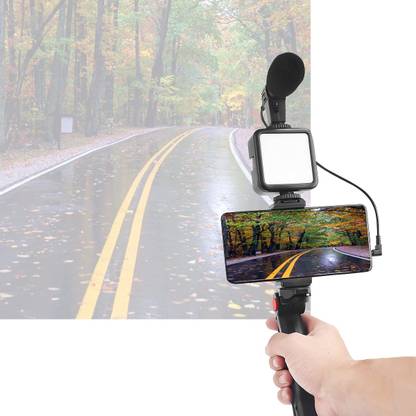 Wanzhow Mobile Vlogging Kit with Microphone Tripod Stand and LED Light ...