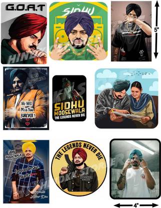 SIDHU MOOSEWALA STICKER POSTERS PACK OF 9 THE LEGENDS NEVER DIE SIDHU ...