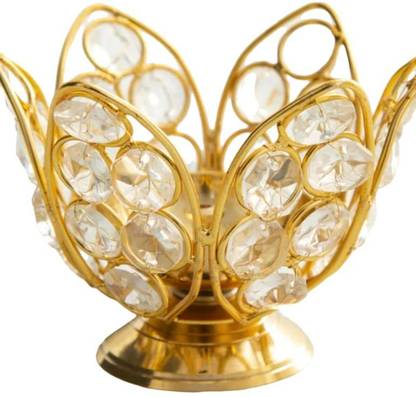 FALAK ENTERPRISES Crystal Brass Kamal Shape Akhand Diya for Puja| Aarti Diya/Deepak for Home ...