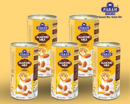 PARAM Premium Almond Flavoured Milk Pack of 5 (180ml)| Almond Milk ...