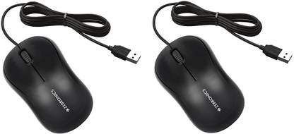 ZEBRONICS Zeb-Comfort USB 2.0 - Black Pack of 2 Wired Optical Mouse ...