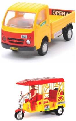 centy TATA ACE YELLOW & E-RICKSHAW PULL BACK TOYS COMBO PACK (LENGTH:13 ...