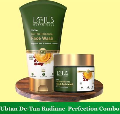 Lotus Botanicals Ubtan De-Tan Radiance Combo ( Face Wash-100ml & Face ...
