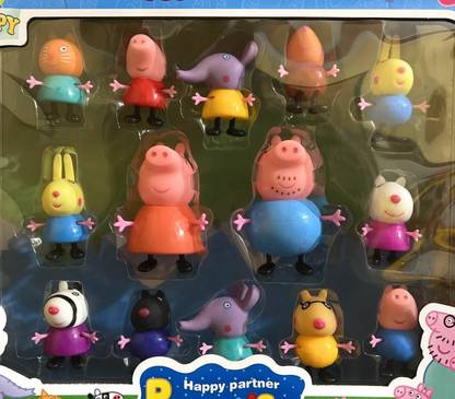lilheaven Peppa Pig Family Toy With Family And Friends Toy Set of 14 pc ...