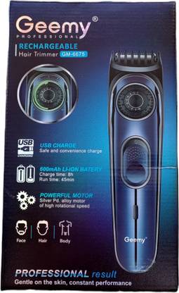 Geemy GM-6675 Trimmer 45 min Runtime 10 Length Settings Price in India ...