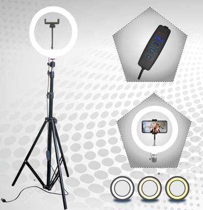 KDM ENTERPRISES 10"LED Ring Light with 7Ft Tripod Stand & mobile holder ...