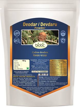 biotic Deodar Powder (Cedrus Deodara) Devdaru Powder - 100g Price in ...