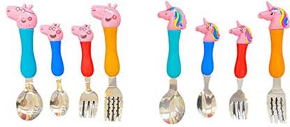 PEARLGREEN Unicorn Pig Family Cartoon Theme Spoon & Fork Set for Kids ...