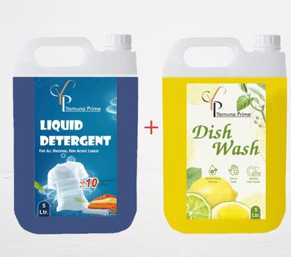 Yamuna Prime 5 dish wash Liquid & 5 ltr Liquid Detergent Washing ...