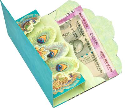 Anand Cards Velvet Touch Peacock Feather print design Shagun Envelope ...