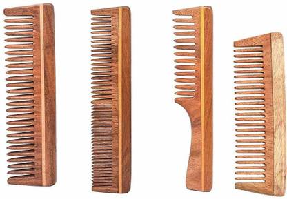 Rarun 4 types Anti Hair-Fall Neem Wood Hair Comb Hand made Anti ...
