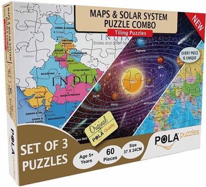 Pola Puzzles Maps & Solar System Puzzle Combo 3 in 1 Gift Pack 60 ...