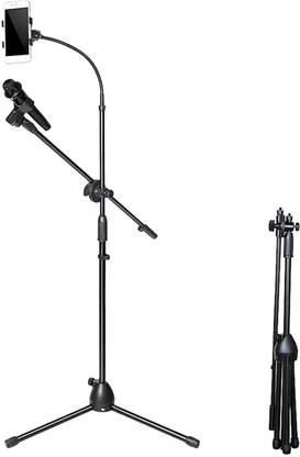 Techtest Adjustable Microphone Stand With Mobile Phone Stand 360 Degree ...