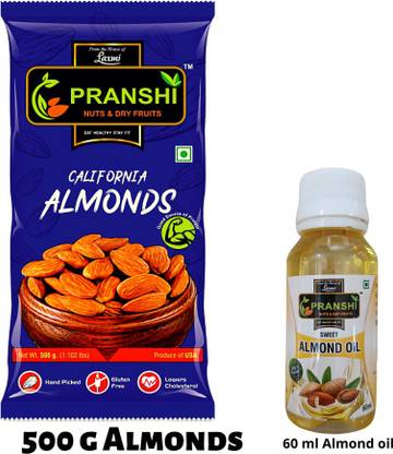 Pranshi Diamond 500 g Almonds with Almond OIL 60ml |Badam giri for good ...