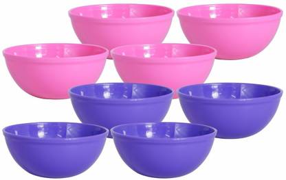 Morvi Plastic Sigma 1000 Microwave Safe Bowl, Set Of 8 Pc, 650 ml, Pink ...