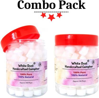 White Dust Handcrafted Pure Camphor Pack of 2 || Pure Puja Camphor Pack ...